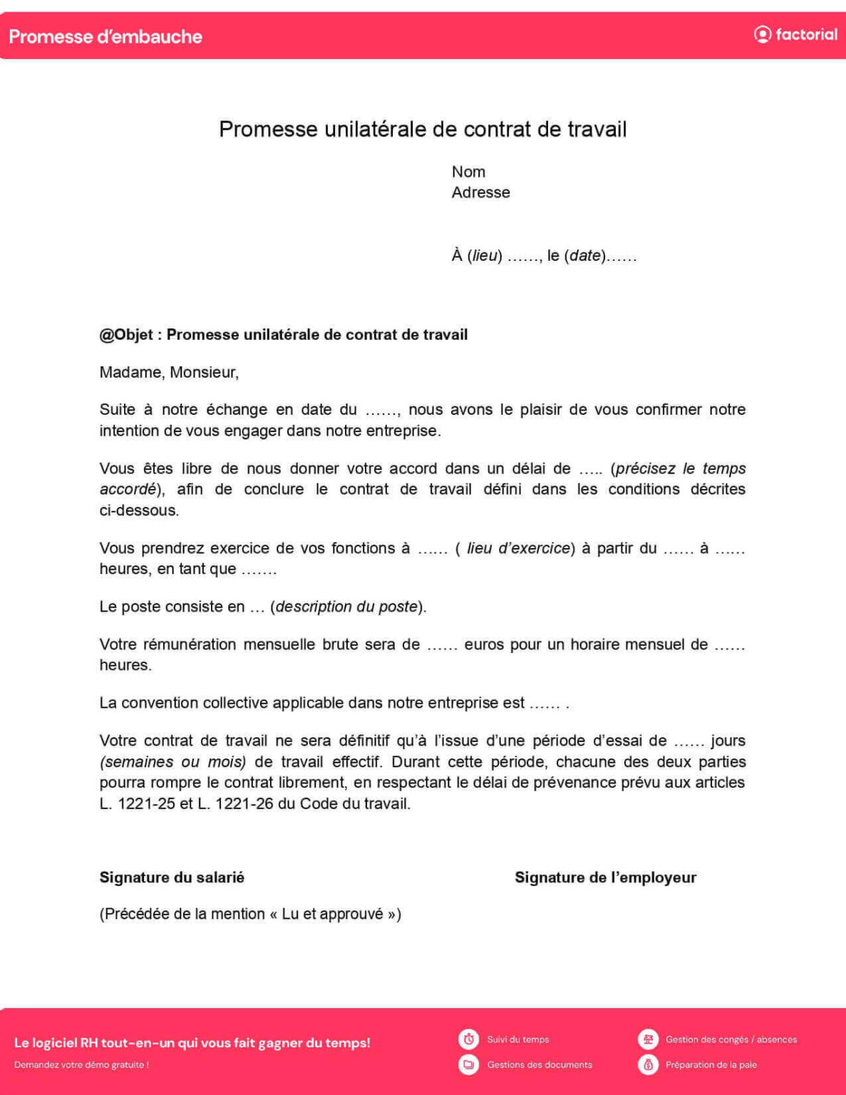 Comment rédiger une promesse d'embauche : conseils et modèle