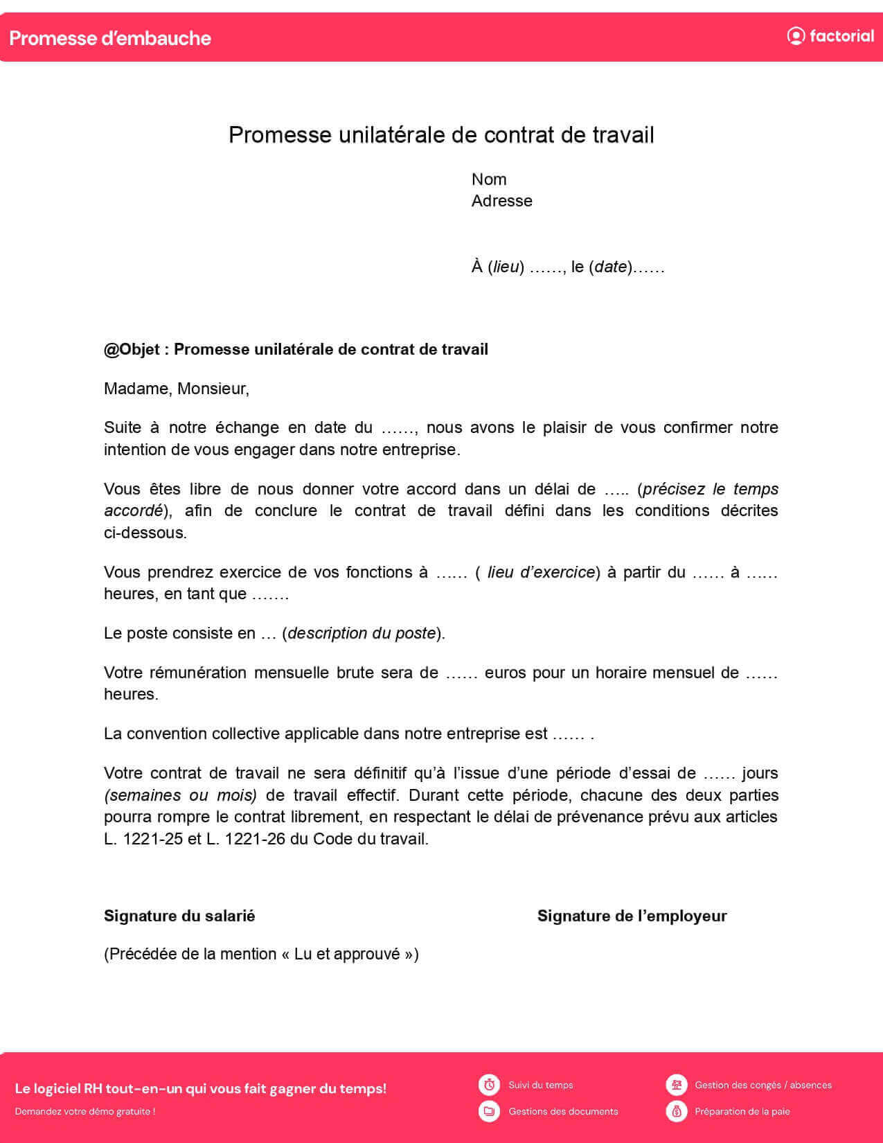 Comment rédiger une promesse d'embauche : conseils et modèle